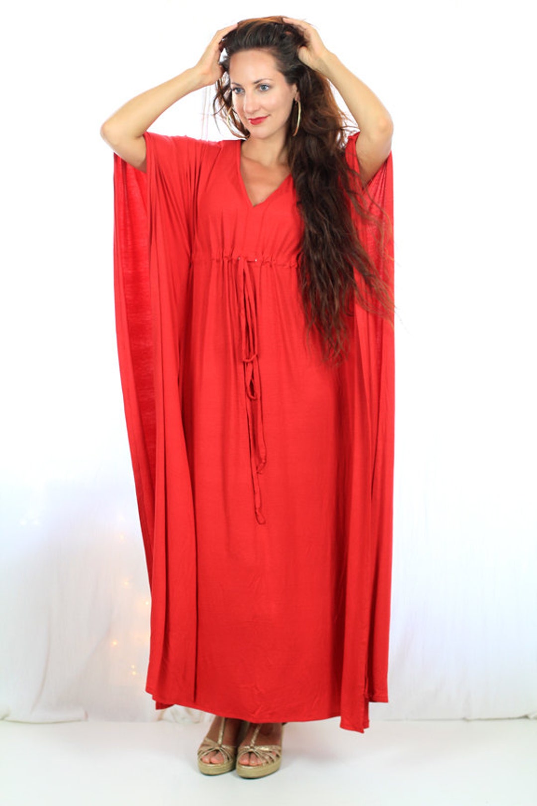 Red Kaftan Maxi Dress in Jersey Knit Long Caftan 24 Colors - Etsy