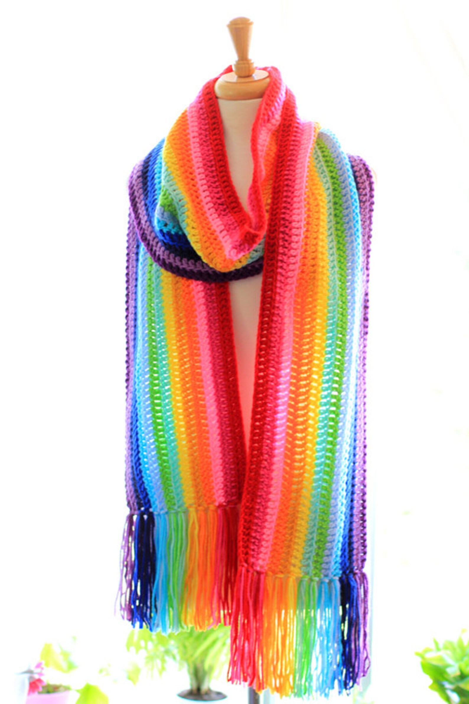 Rainbow Scarf - Chunky Scarf - Long Oversized Blanket Scarf in Colorful ...