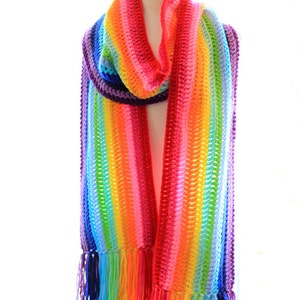 Rainbow Scarf - Chunky Scarf - Long Oversized Blanket Scarf in Colorful ...