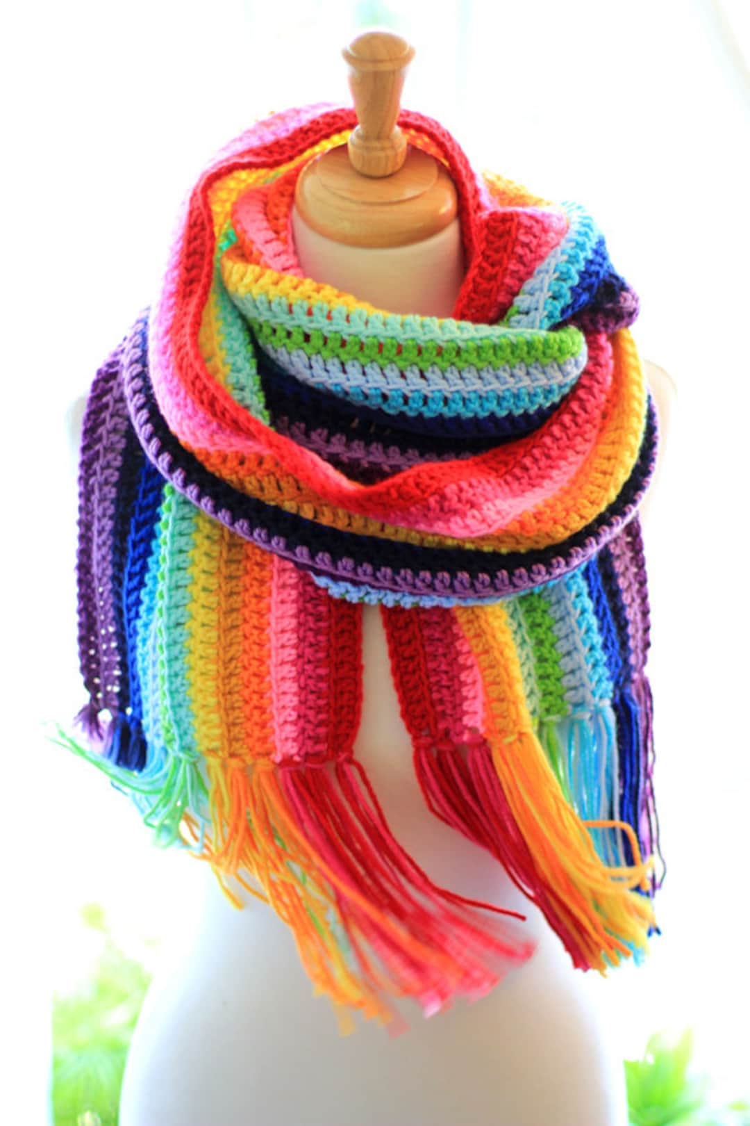 Rainbow Scarf - Chunky Scarf - Long Oversized Blanket Scarf in Colorful ...