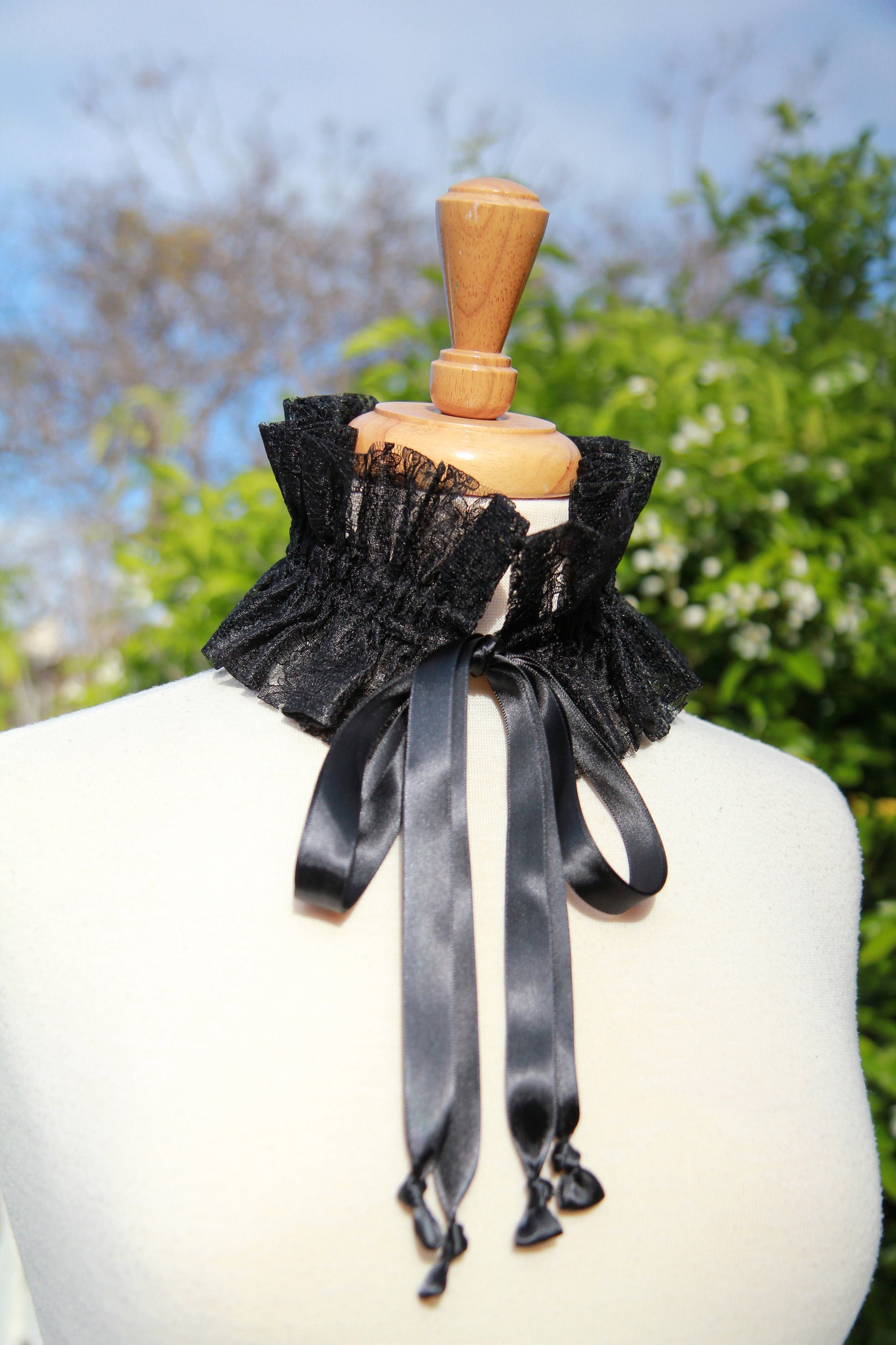 Navy Blue Lace Collar - Victorian Style Choker With Satin Ties - Gothic ...