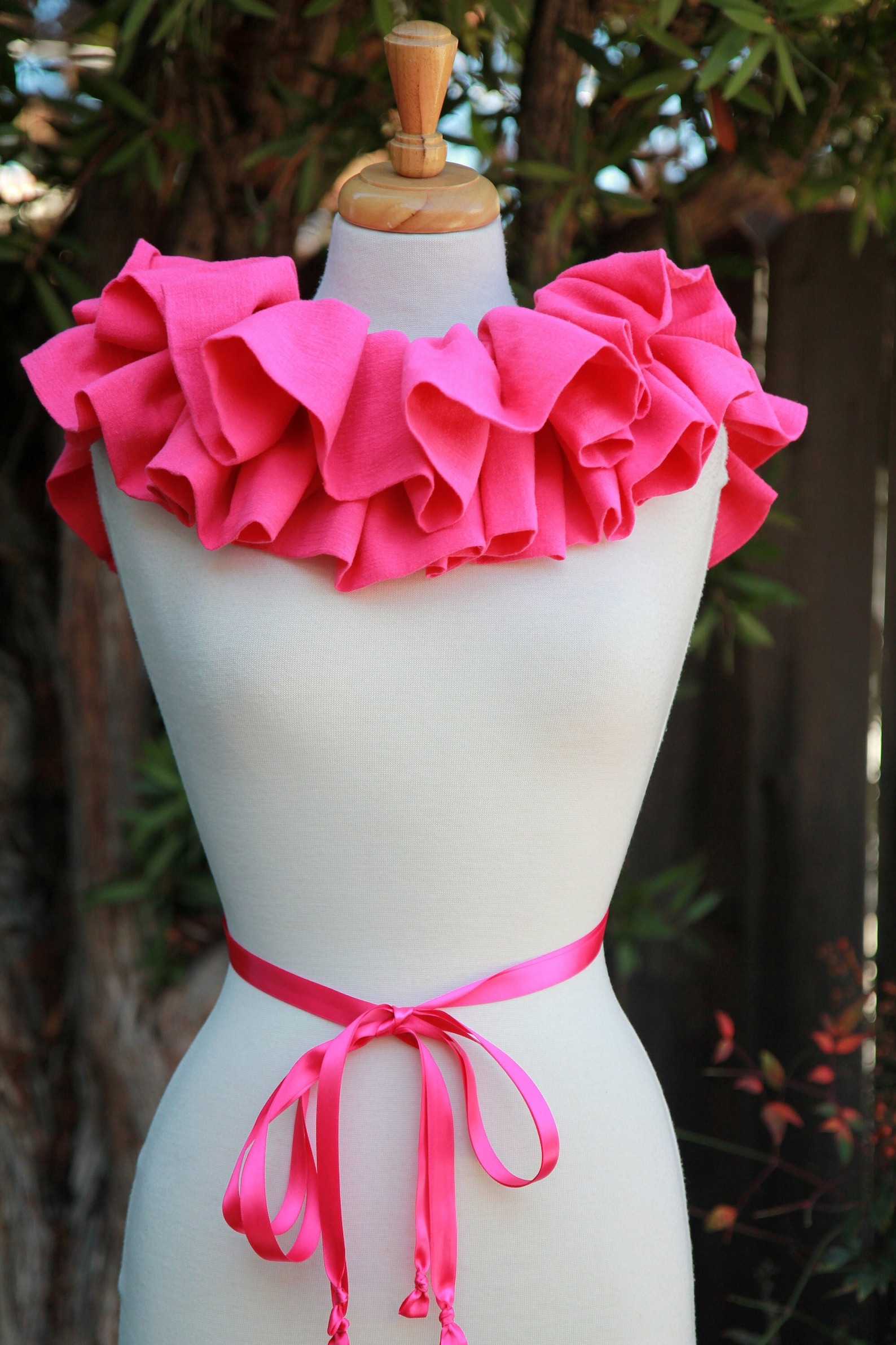 Hot Pink Statement Collar With Ruffles Convertible Neck | Etsy