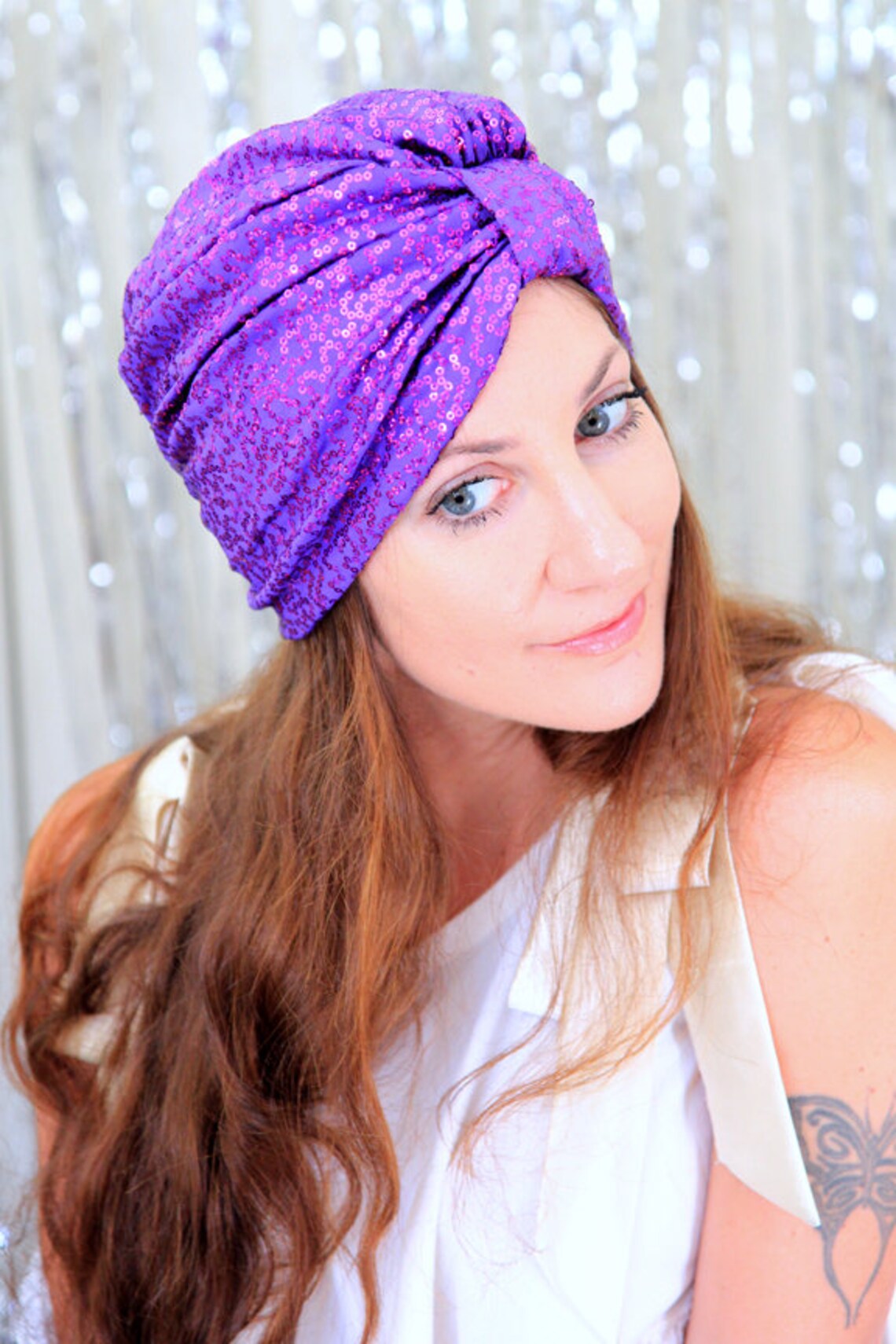 Fashion Turban in Purple Sequins Head Turbans for Women - Etsy
