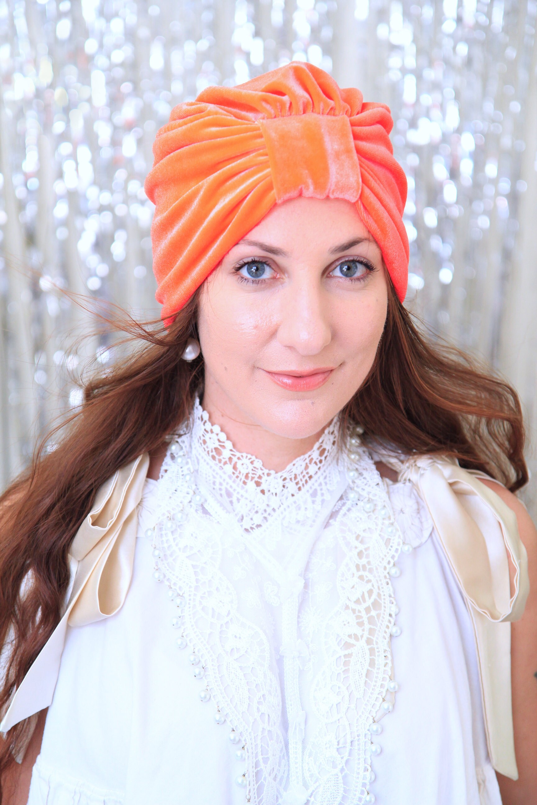 Orange Velvet Turban Turbans de Moda de Mujer Terciopelo | Etsy