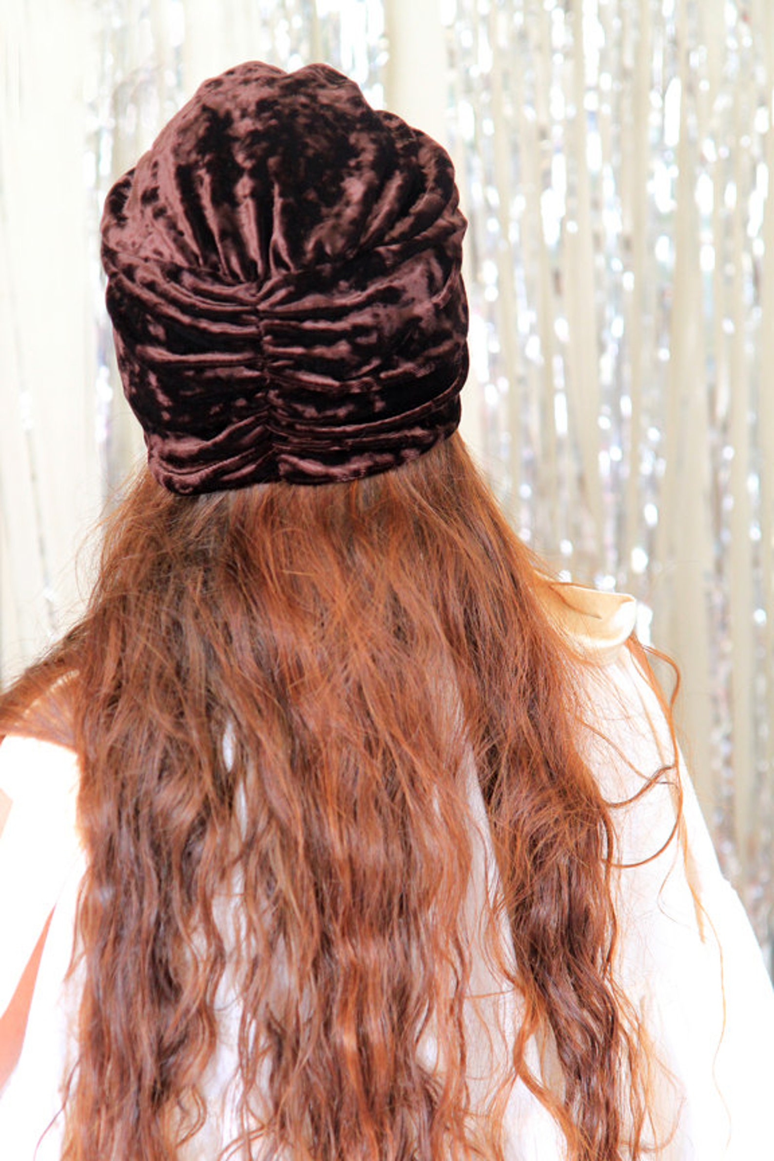 Turban Hat in Chocolate Brown Crushed Velvet - Fashion Hair Wrap - Lots ...