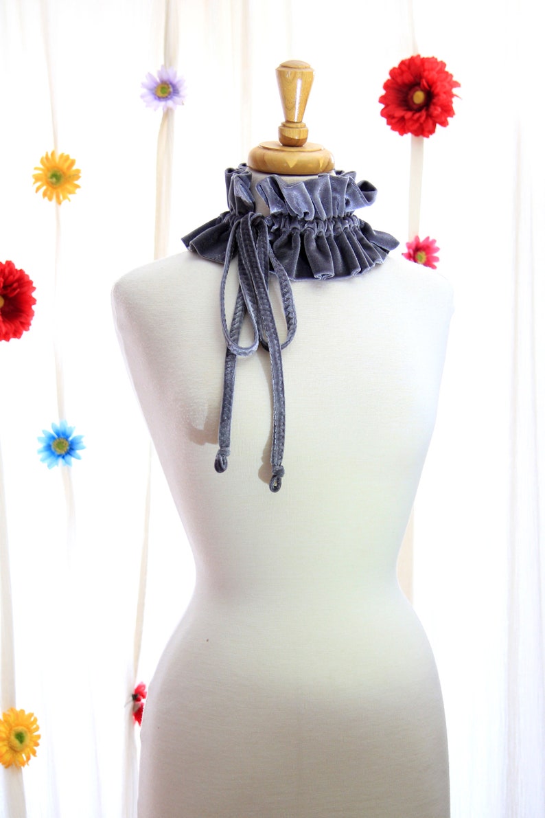 Grey Velvet Collar - Victorian Style Fashion Collars - Women's Neck ...
