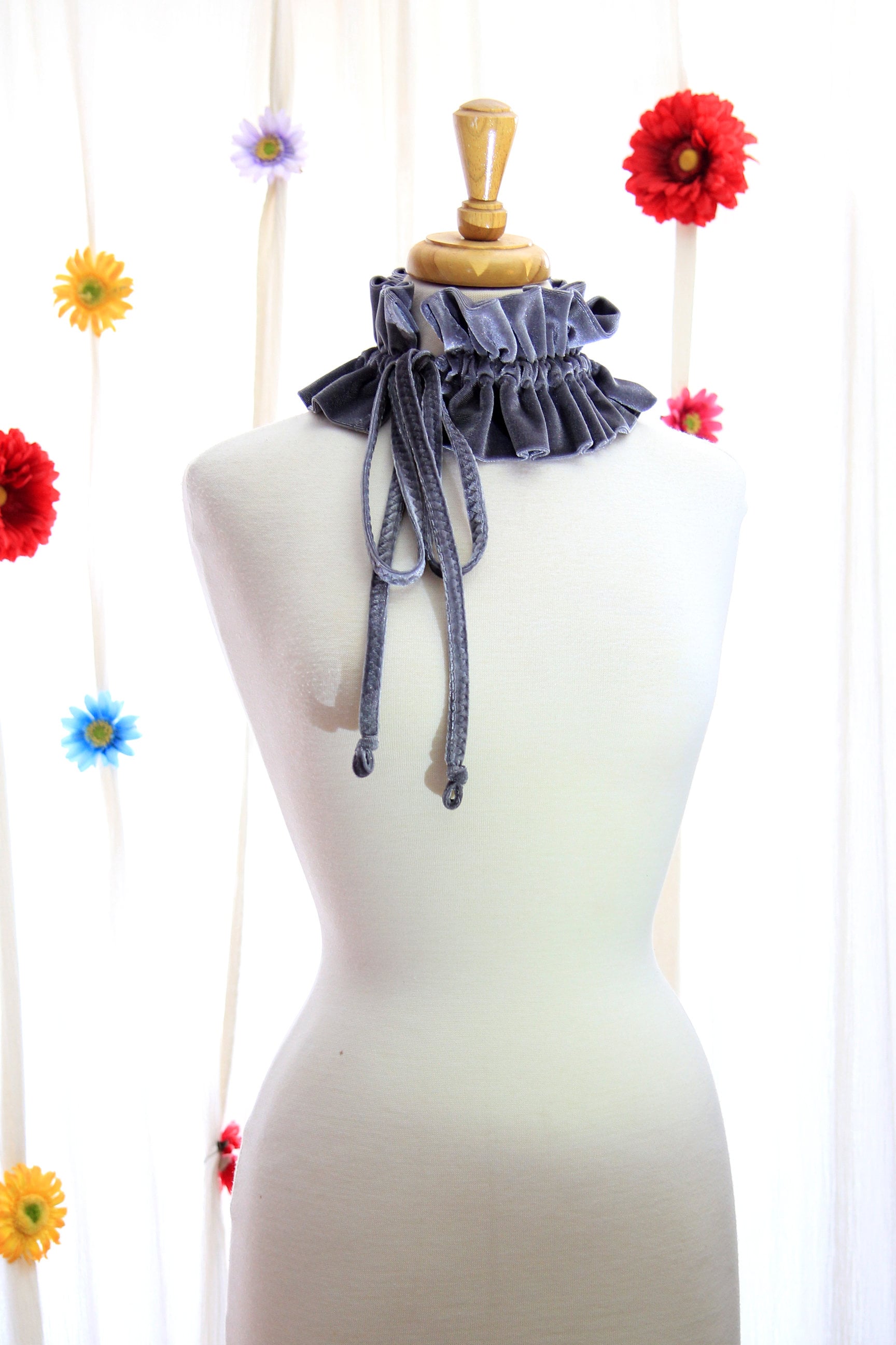 Grey Velvet Collar - Victorian Style Fashion Collars - Women's Neck ...
