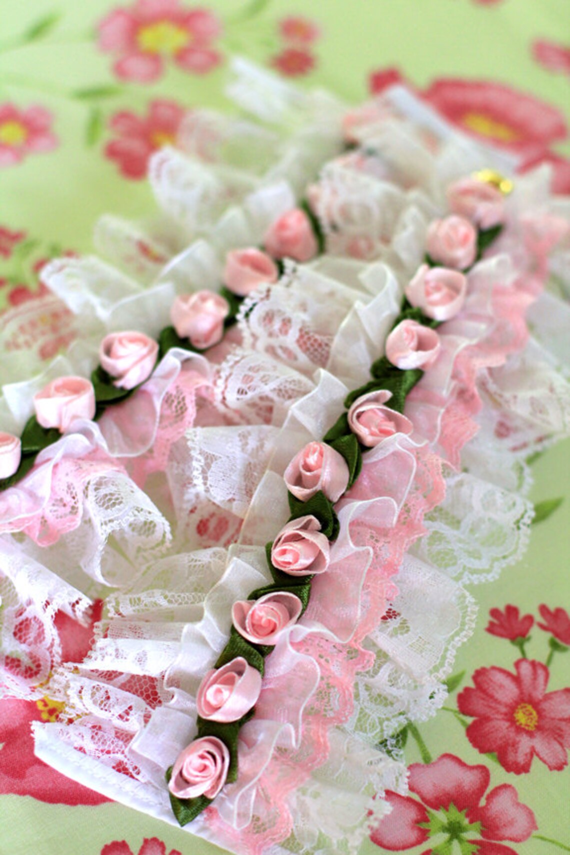 Lace Cuffs White With Pink Roses Victorian Style Tea Party | Etsy