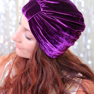 Turban in Plum Velvet - Women's Turban Headwrap - Full Turbans for ...