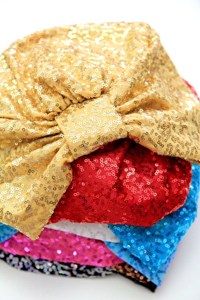 Gold Sequin Turban - Women's Turban Headwrap With Sequins - Mardi Gras ...