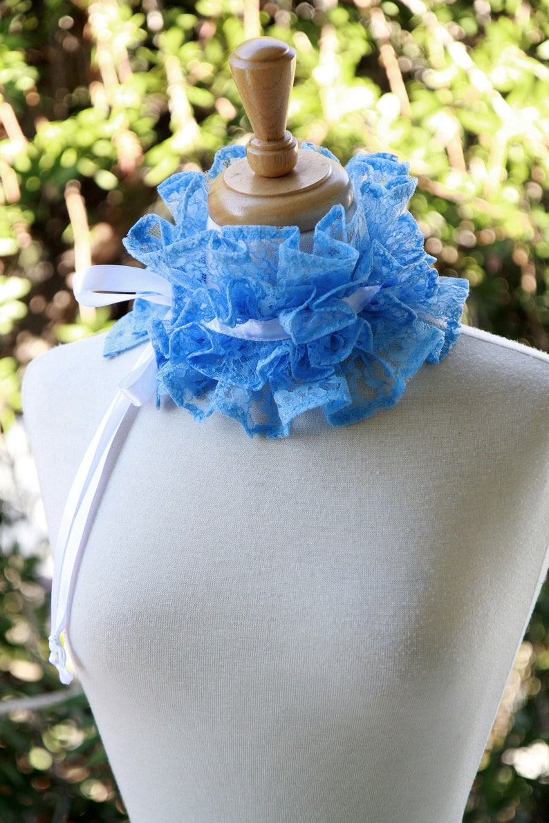 Alice in Wonderland Light Blue Lace Collar With White Ties - Victorian ...