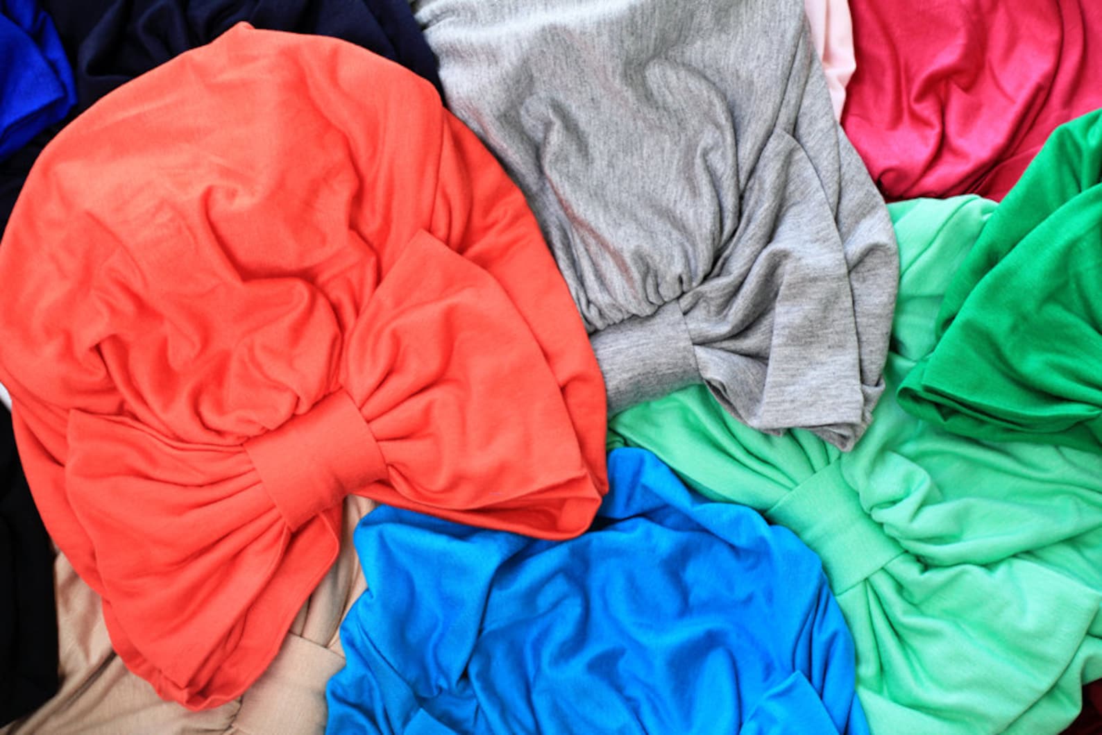 Turban With Bow Rust Red Hair Wrap in Jersey Knit | Etsy