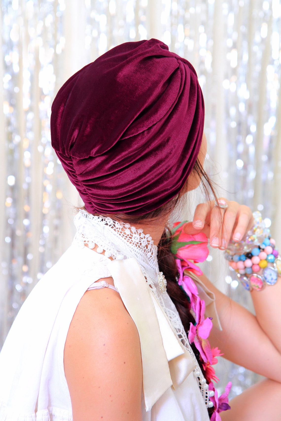 Velvet Turban Womens Fashion Hair Wrap in Burgundy | Etsy