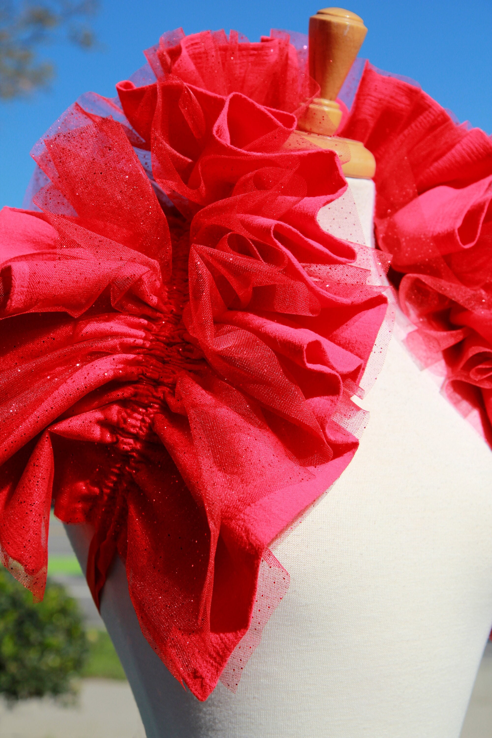 Valentine's Day Red Glitter Tulle and Gauze Collar - Convertible Neck ...