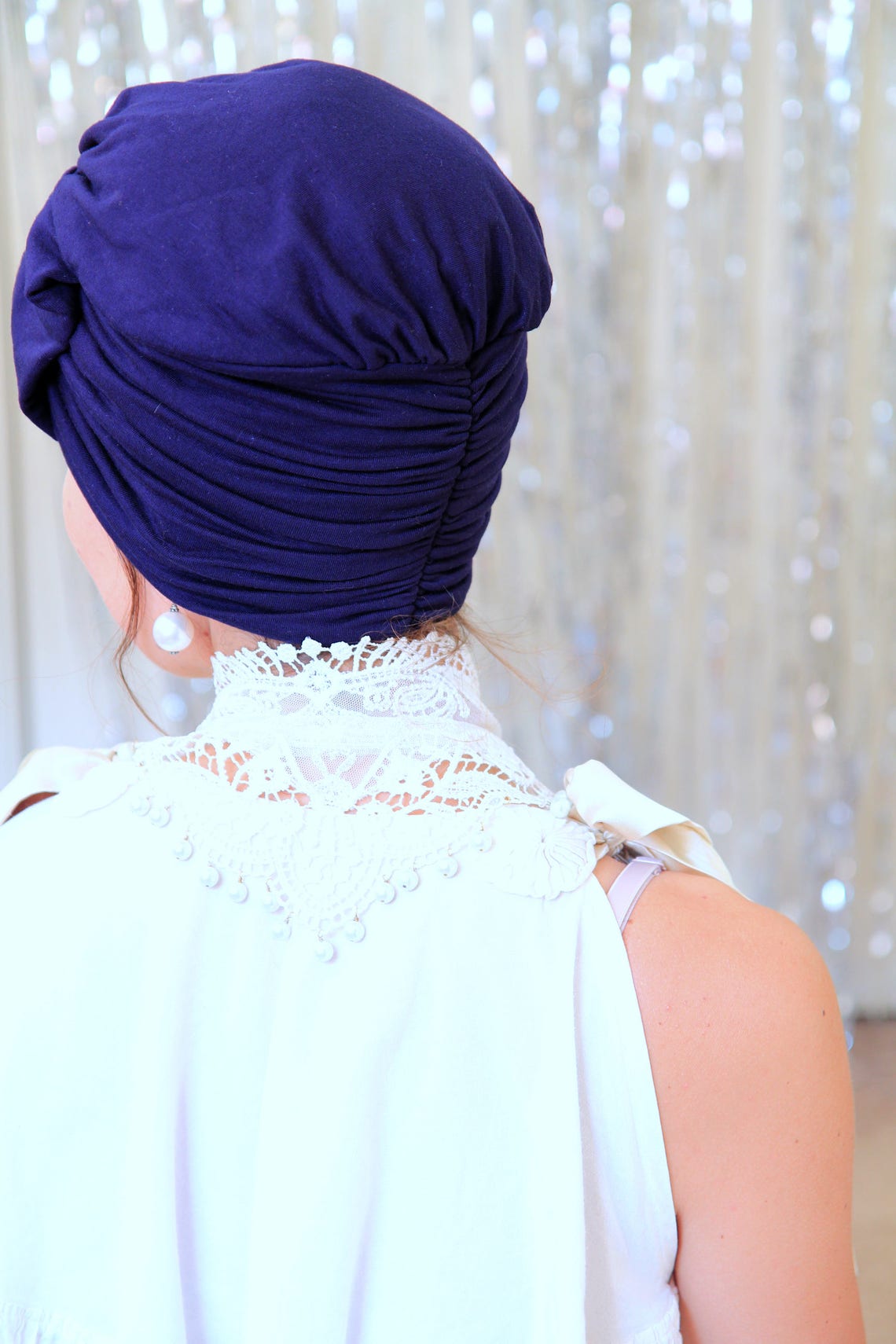 Navy Blue Turban With Bow Fashion Turbans for Women Full - Etsy
