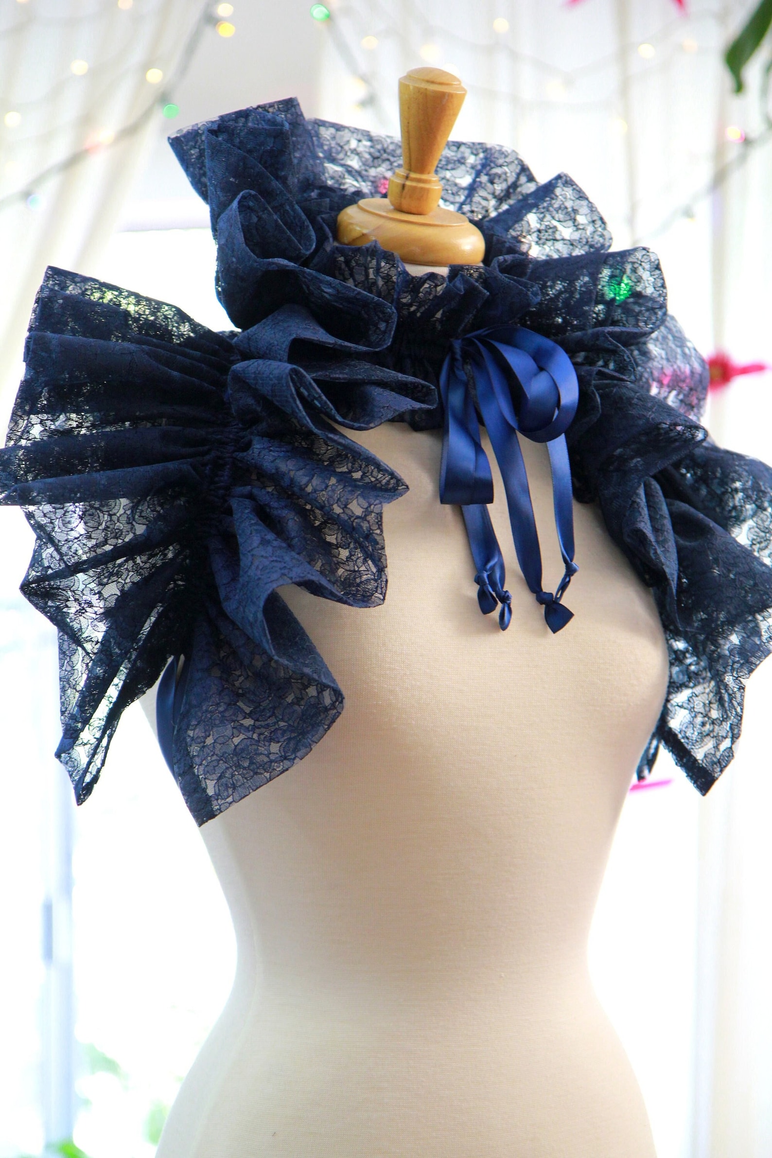 Victorian Navy Blue Lace Collar 2 Piece Set Including a - Etsy