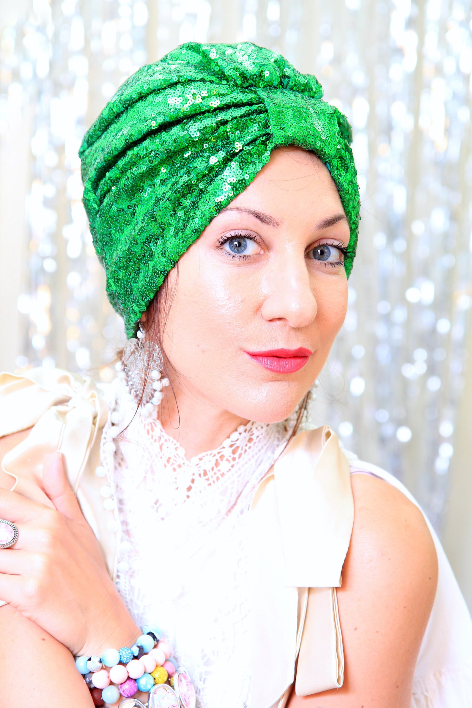 Green Sequin Turban St. Patrick's Day Stye Women's | Etsy