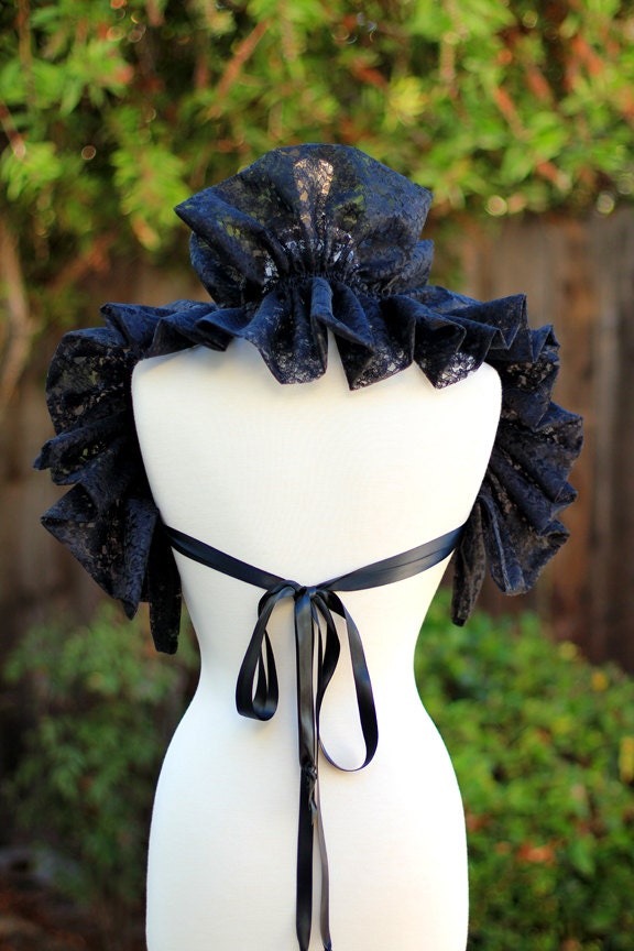 Black Lace Collar - Fashion Neck Ruff for Burlesque or Elizabethan ...