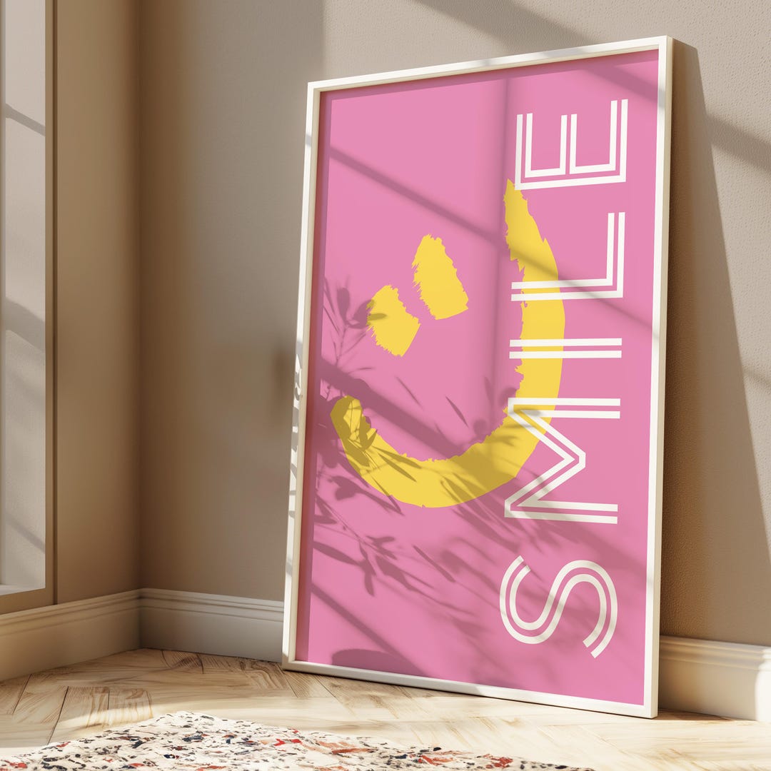 Smile Print, Smiley Poster, Typography, Minimalistic, Colorful, Happy ...
