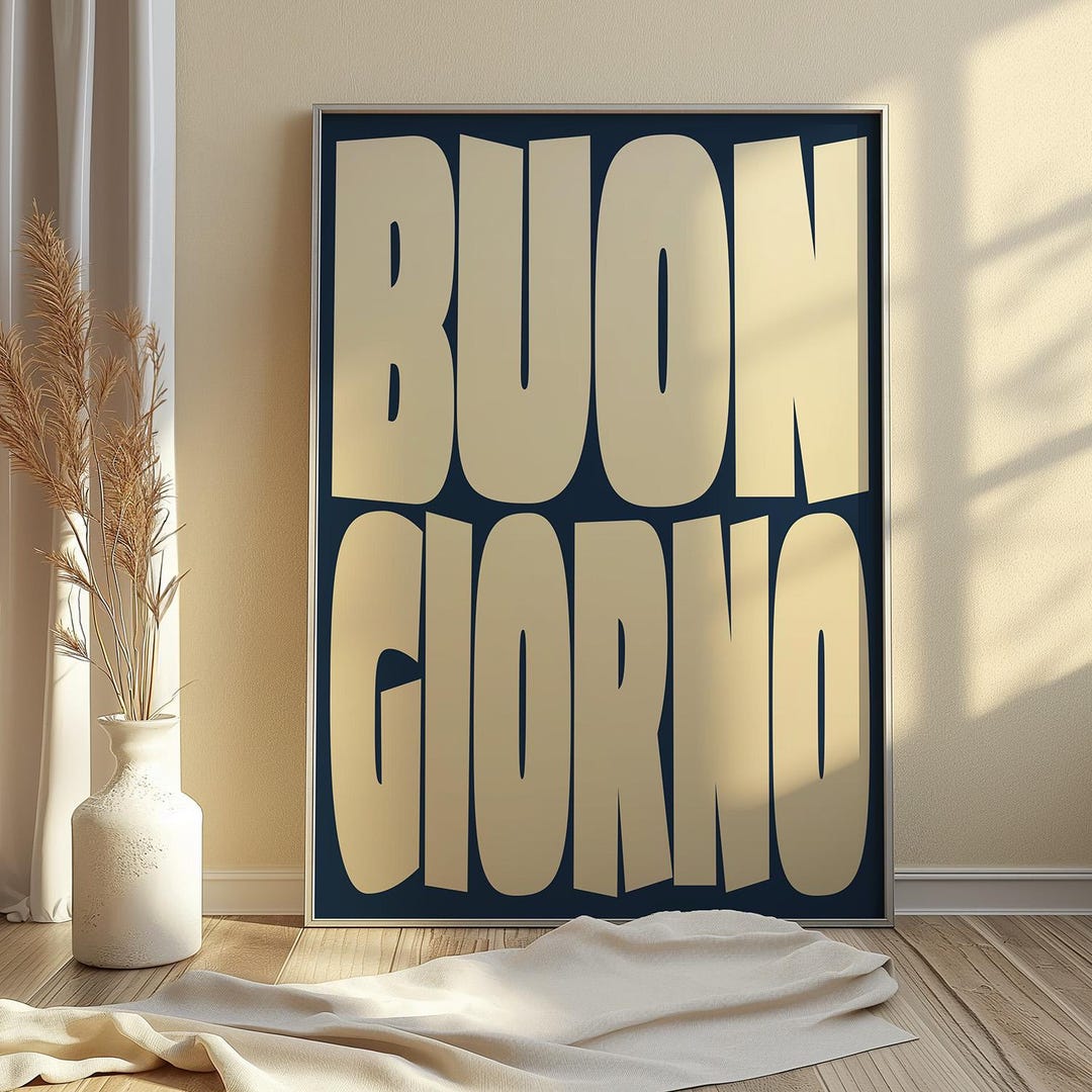 Buongiorno Poster Bold Font Typography Kitchen Wall Art, Trendy Italian ...