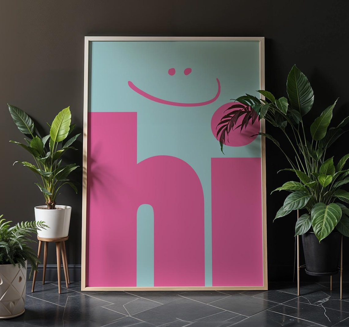 Hi Print, Poster, Smile Poster, Smiley, Welcome, Wall Art, Home Decor ...