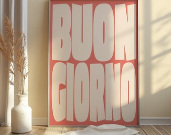 Buongiorno Poster Bold Font Typography Kitchen Wall Art, Trendy Italian ...