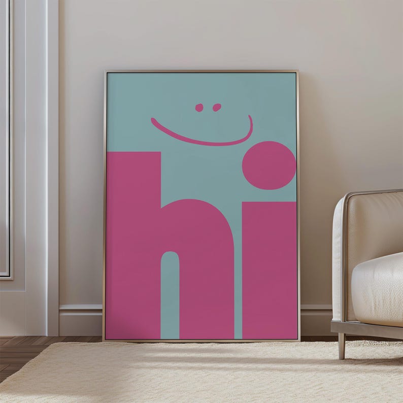 Hi Print, Poster, Smile Poster, Smiley, Welcome, Wall Art, Home Decor ...