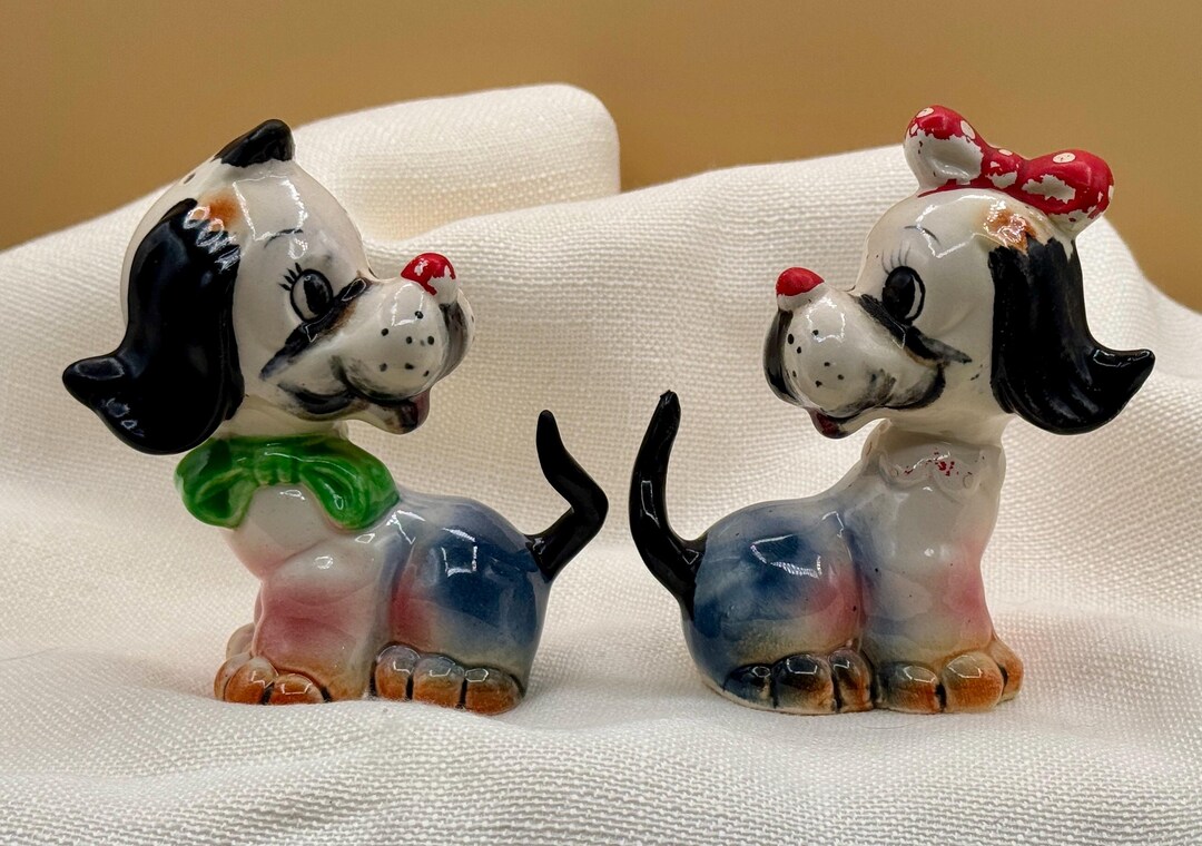 Vintage Anthropomorphic Artmark Circus Clown Dog Couple Salt & Pepper ...