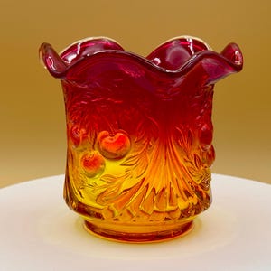 Vintage 1940s L.G. Wright Glass Amberina Wreathed Cherry Open Sugar ...