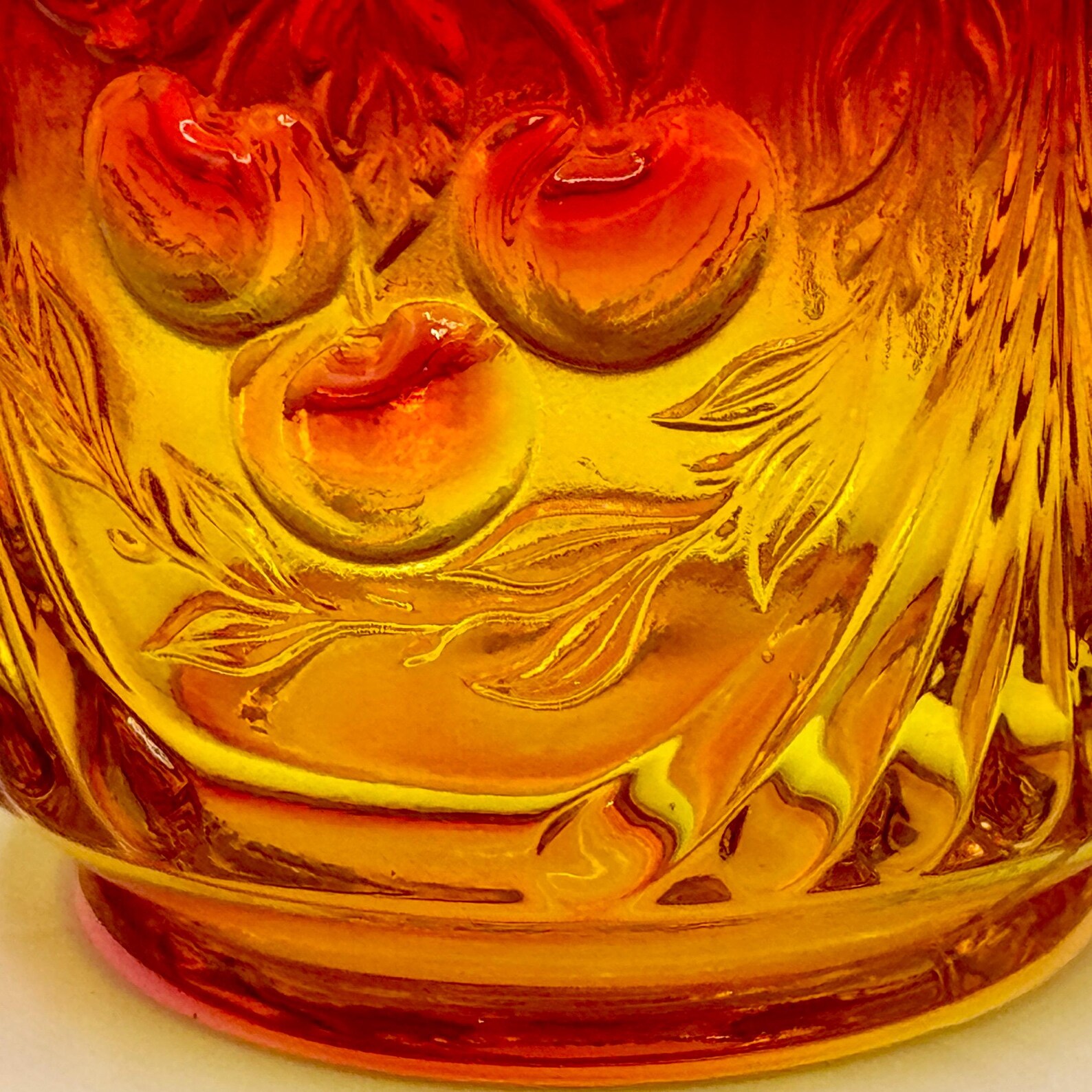 Vintage 1940s L.G. Wright Glass Amberina Wreathed Cherry Open Sugar ...