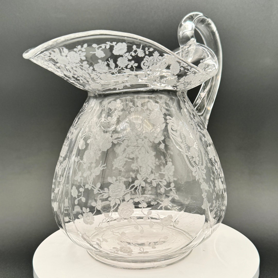 Vintage Cambridge Glass Company rose Point Etched Crystal 80 Oz ...