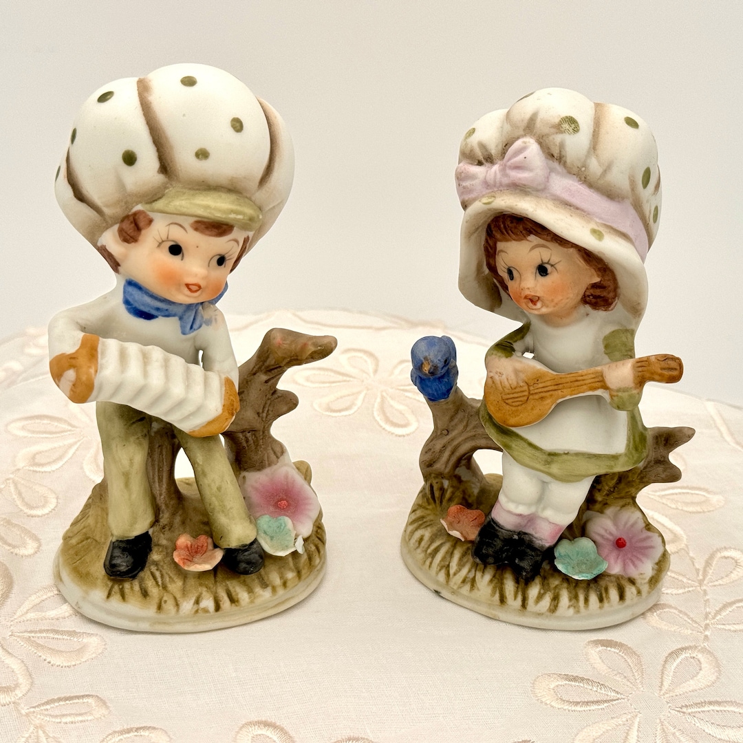 Crown Royal Porcelain Girl With Ukulele and Boy With Concertina - Etsy