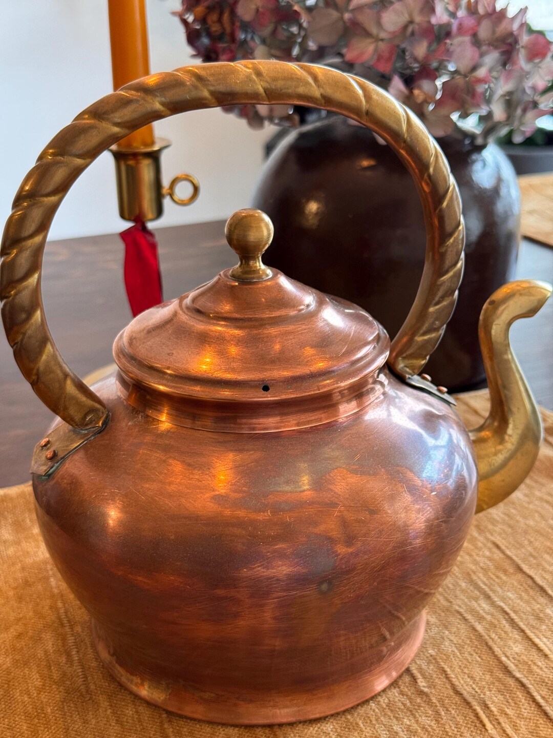 Vintage Copper Kettle - Vintage Copper Tea Kettle - Rustic Farmhouse ...