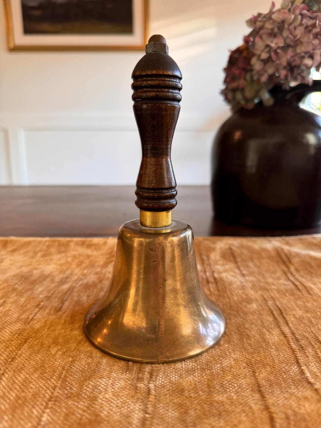 Antique School Wood and Brass Bell |classic Collectible| Brass Bell ...