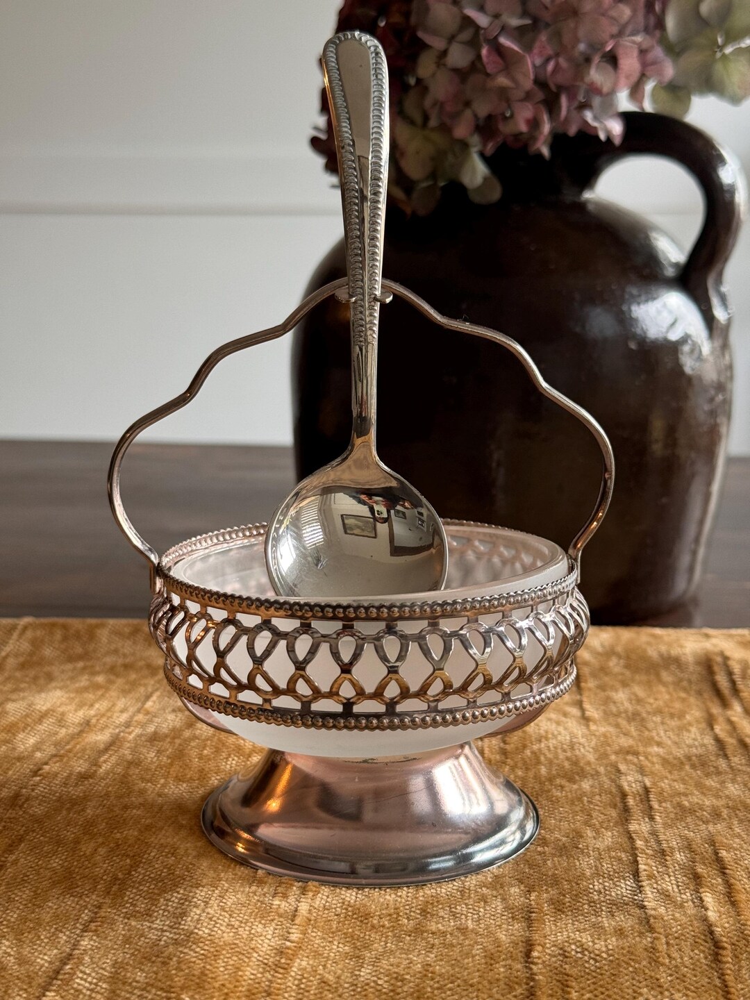 Vintage French Arcoroc Sugar and Jam Holder With Silver Spoon | Elegant ...