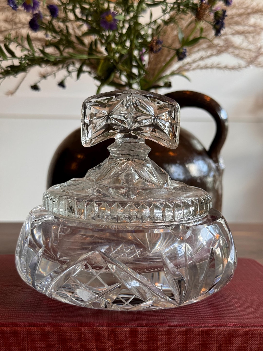 Vintage Crystal Candy Jar| Elegant Cut Glass Candy Jar|vintage Home ...