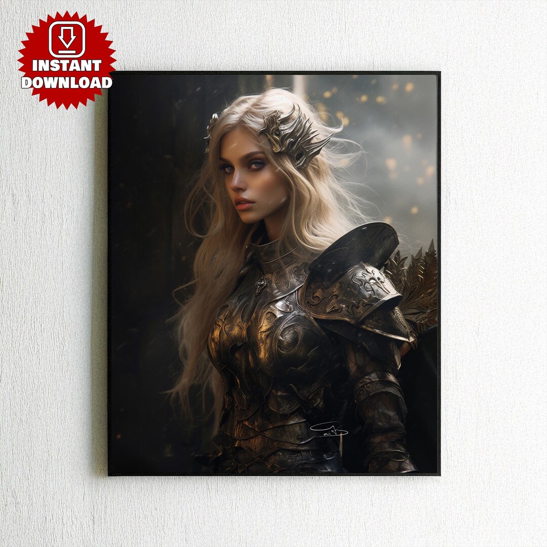 Valkyrie Warrior Woman AI Art Print: Medieval Fantasy Decor (digital ...