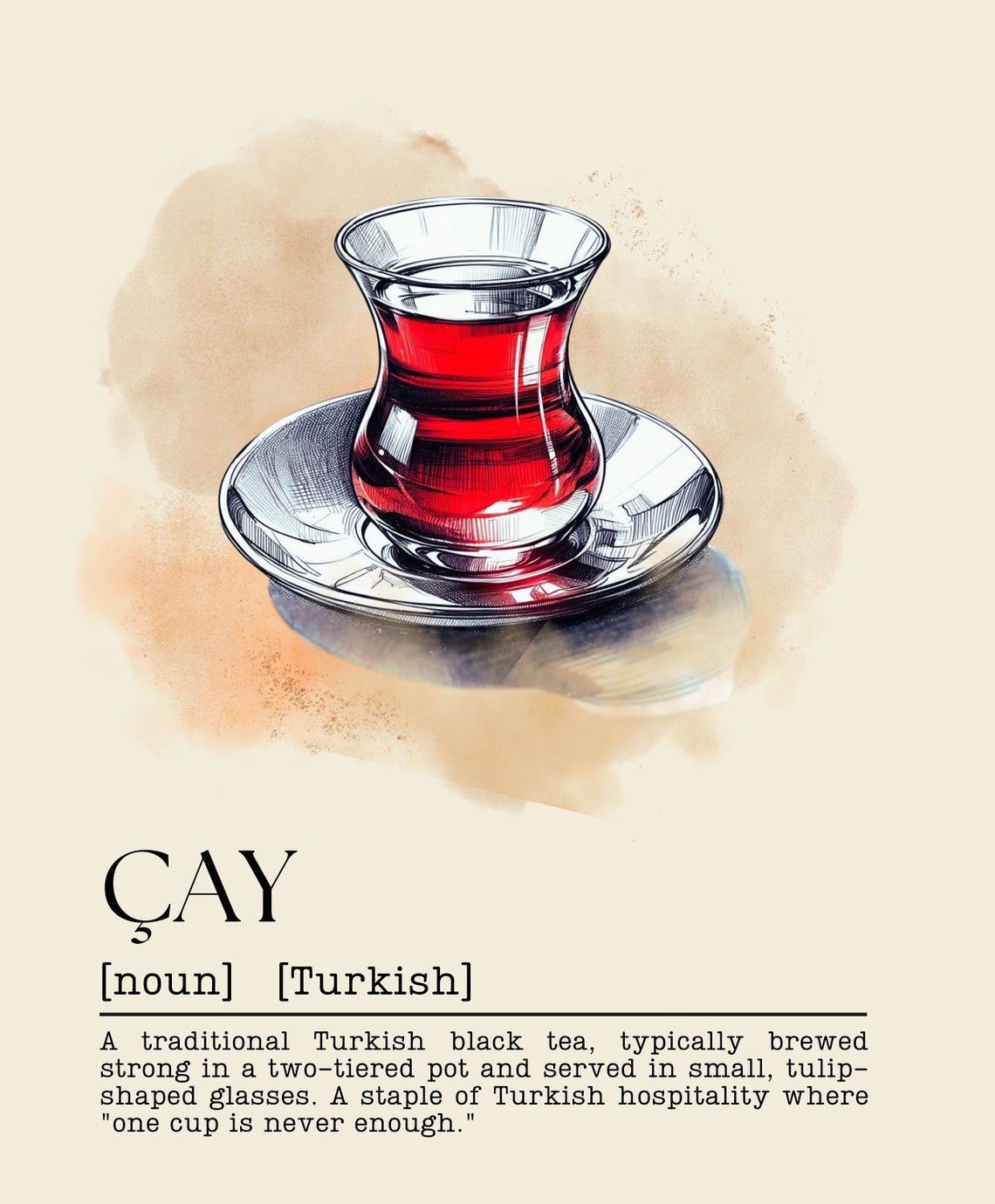 Turkish Çay Print, Digital Download, Downloadable Print, Tea, Turkish ...