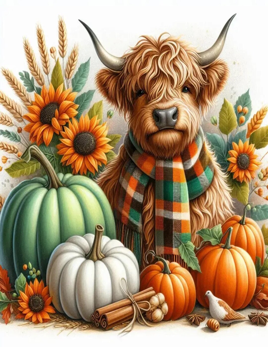 Cow Clip Art, Fall Clip Art, Cow Decor, Fall Decor, Pumpkins, Png ...