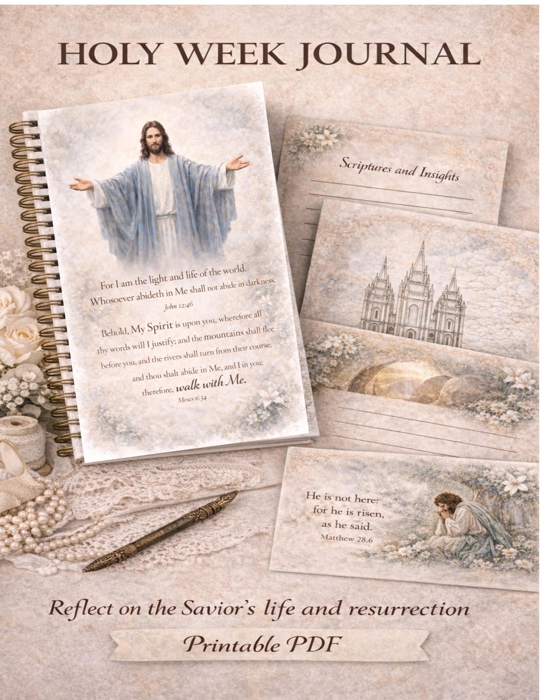 Holy Week Devotional Cards, Easter Journal, Christian Study (digital ...
