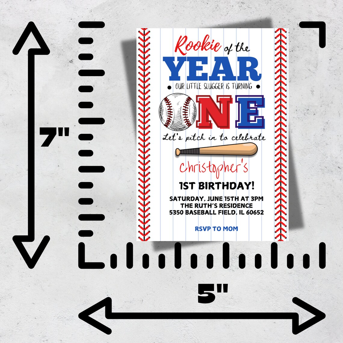 Editable Baseball First Birthday Invitation Template | Baseball Boy ...