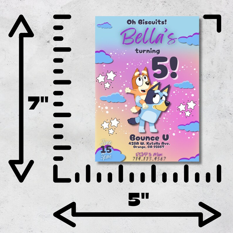 Editable Template Bluey Birthday Card Birthday Invitation Birthday Card ...