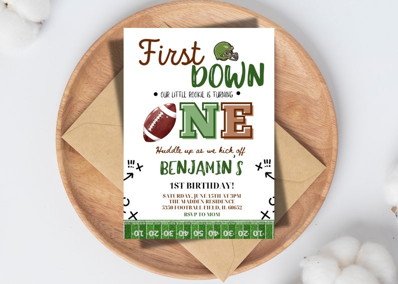 Editable Football First Birthday Party Invitation Template| Football ...