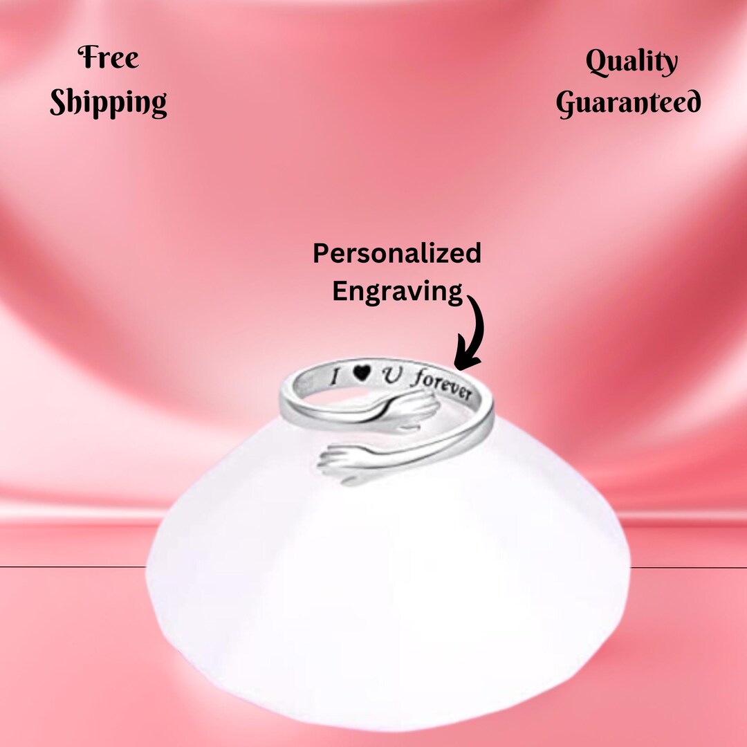 Adjustable Hug Ring, Sterling Silver, Personalized Love Hug Ring ...