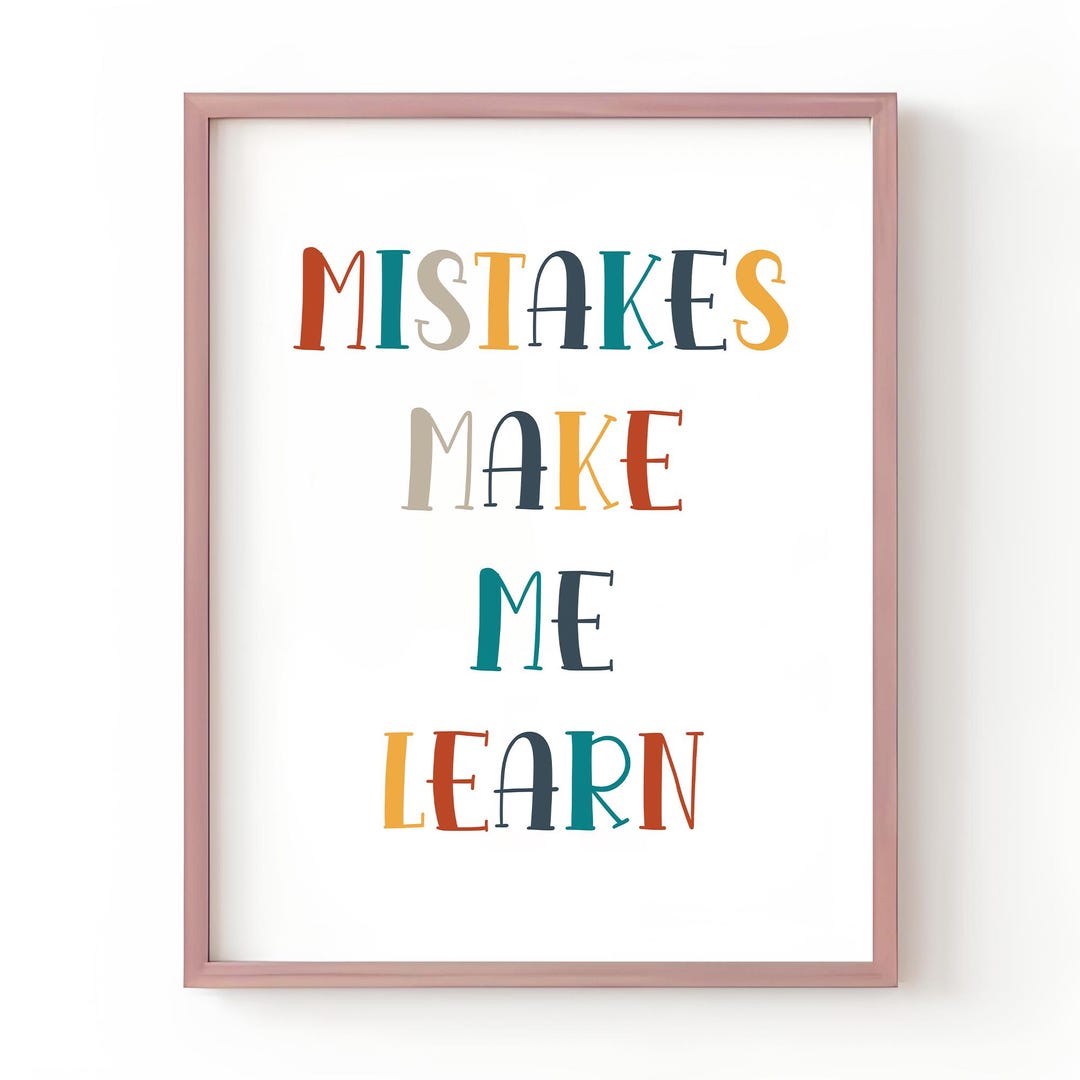 Mistakes Make Me Learn , Affirmation Art, Reading Corner, Kids Wall ...