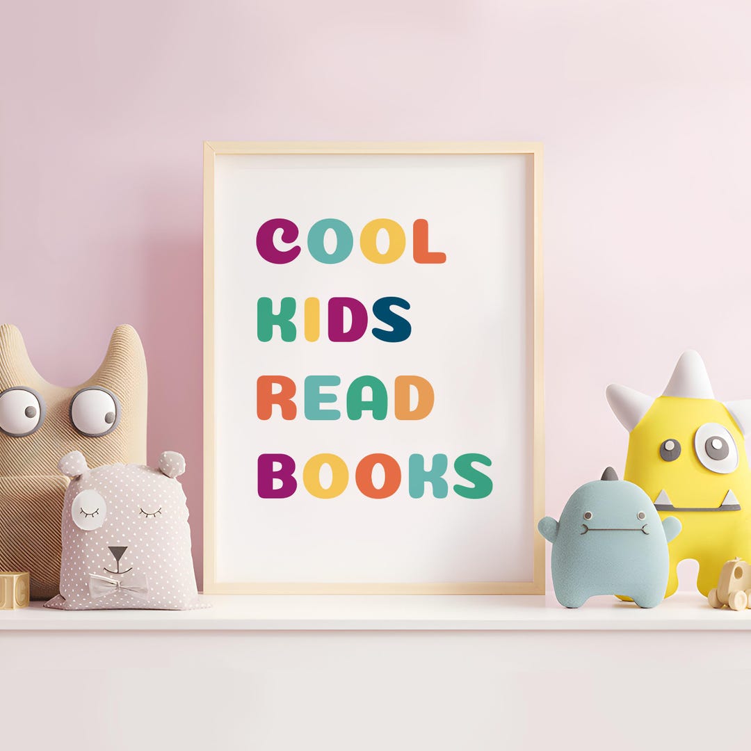 Cool Kids Read Books Printable, Book Lover Wall Art, Reading Quote ...