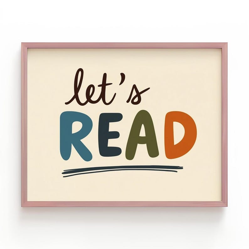 LET'S READ - Educational and Fun Poster for Children’s Room, Kids Room ...