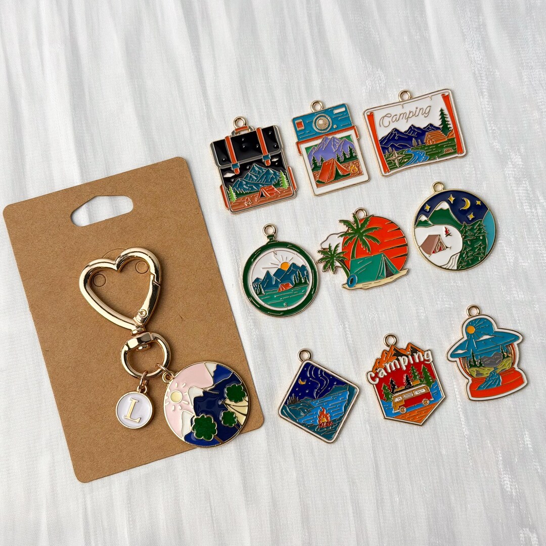 Natural Scenery Keychain: Personalized Initial Gift for Outdoor ...