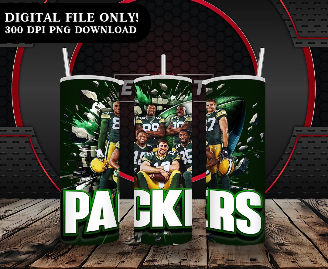 Packers 20oz Skinny Tumbler Wrap PNG, Sport Mascot Tumbler Seamless ...