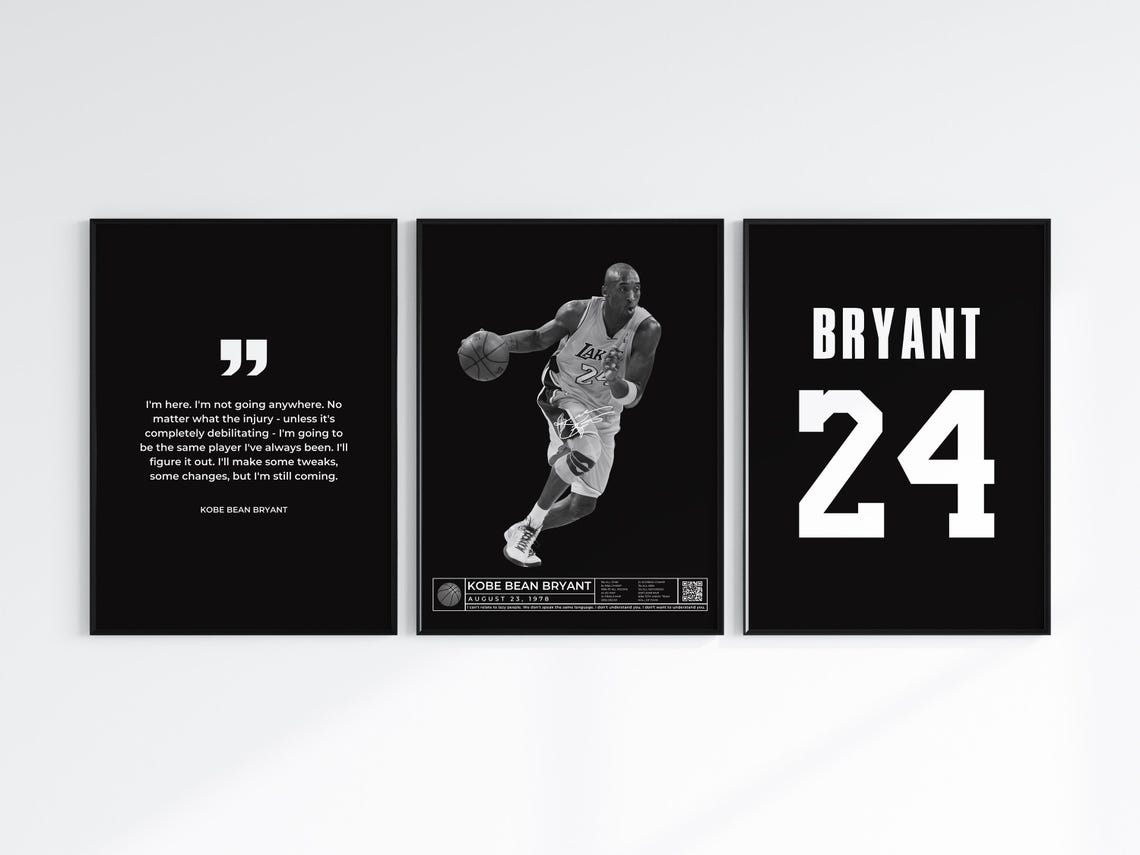 Basketball Legend Poster Bundle Kobe Bryant Mamba Mentality, LA Lakers ...
